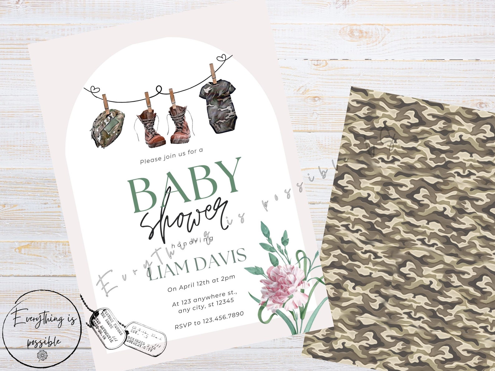 Military Baby Shower Inviation Army Themed Baby Shower - Etsy