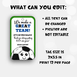 Editable Soccer Team Gift Tag, Game Day Tailgate (digital Download) - Etsy
