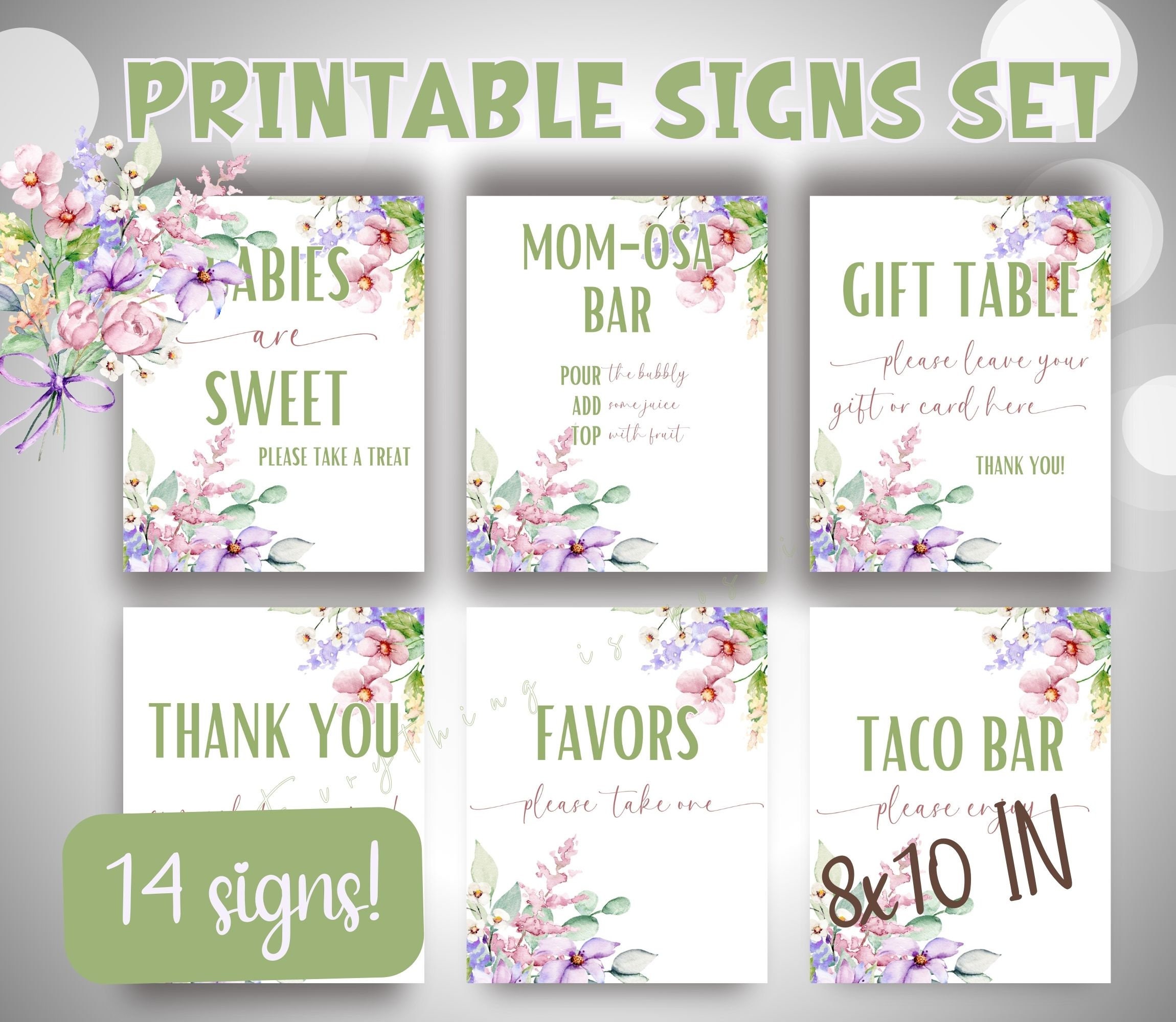 Baby in Bloom Signs Bundle, Printable Spring Flowers Baby Shower Food ...