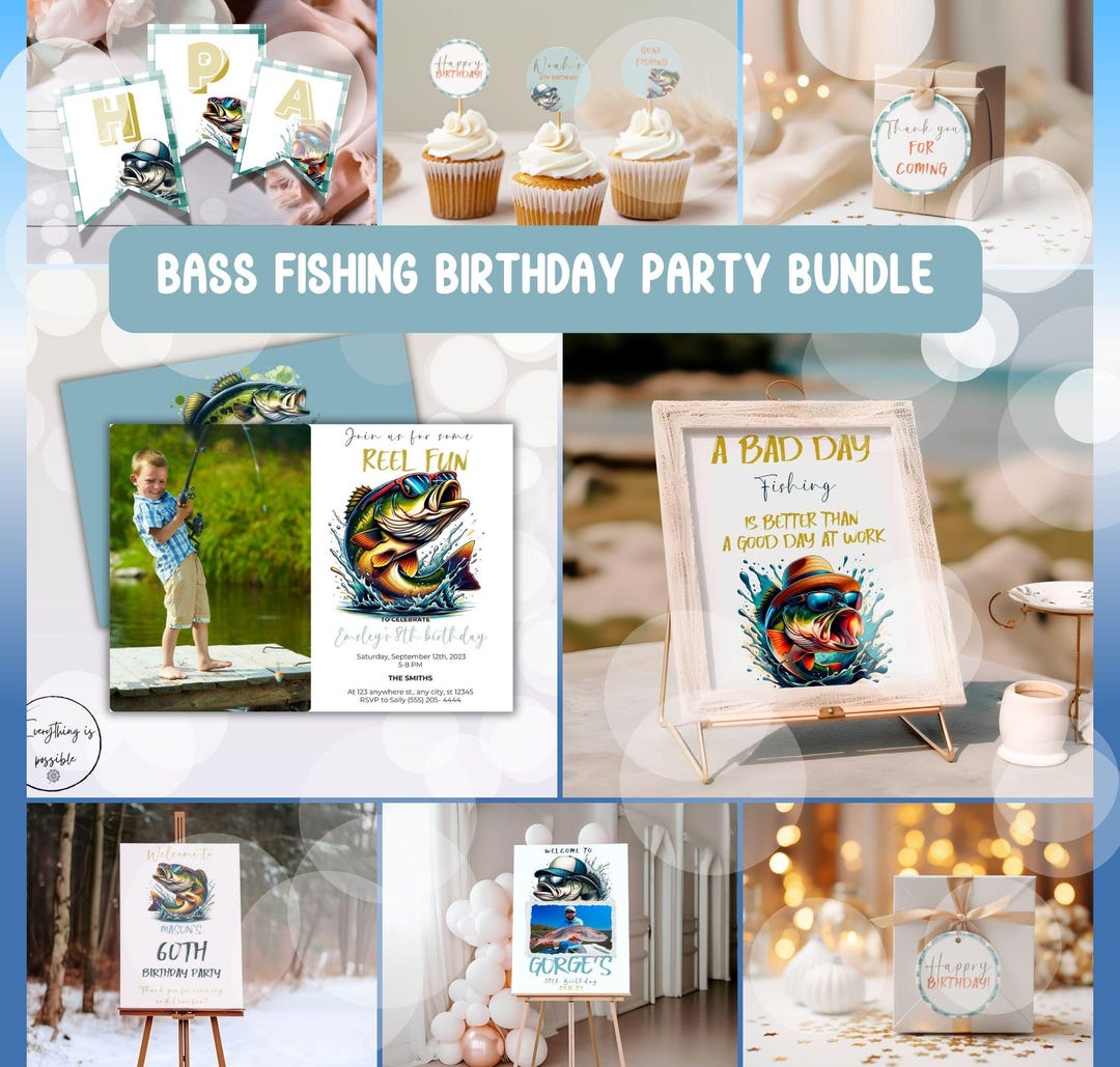 Bass Fishing Birthday Party Decor Bundle (digital Download) - Etsy