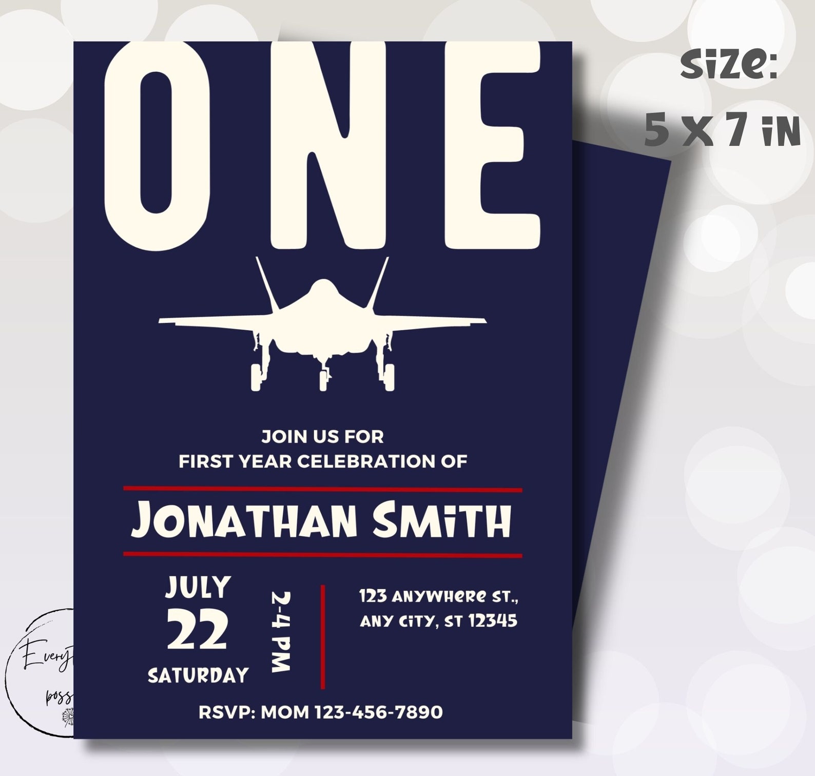 Fighter Jet Pilot Birthday Invitation: Military Airplane, First ...
