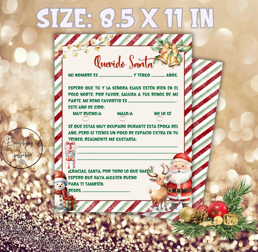 Carta a Santa Para Imprimir Santa Letter in Spanish Santa - Etsy Australia