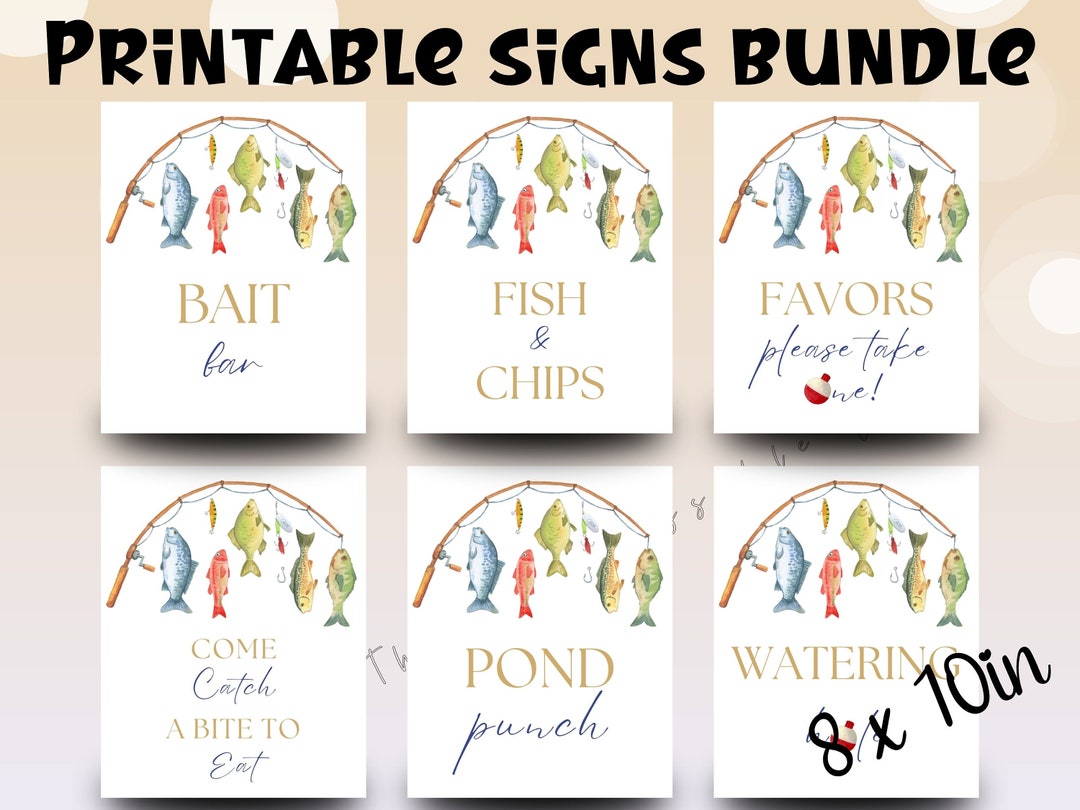 Fishing Baby Shower Bundle Sign, Favors Party Sign Fishing Birthday ...