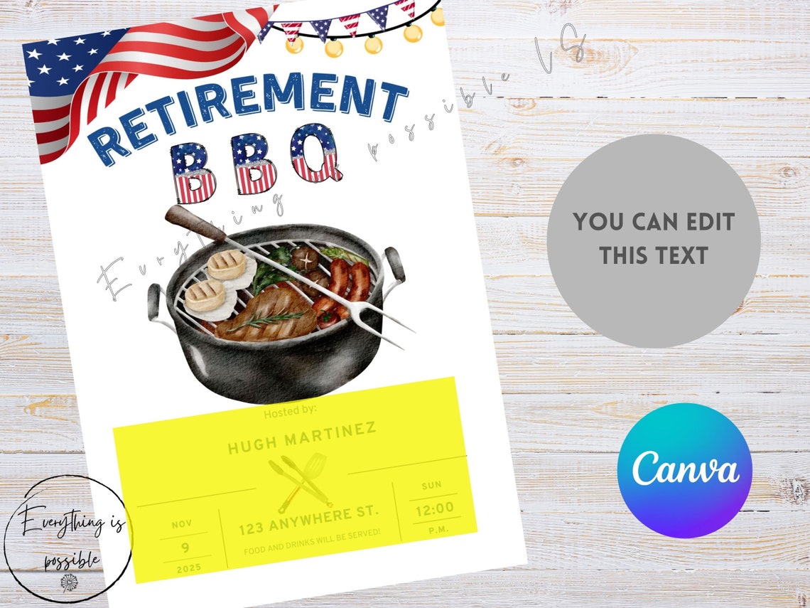Retirement Ceremony BBQ Invitation, Digital Download Retirement BBQ ...