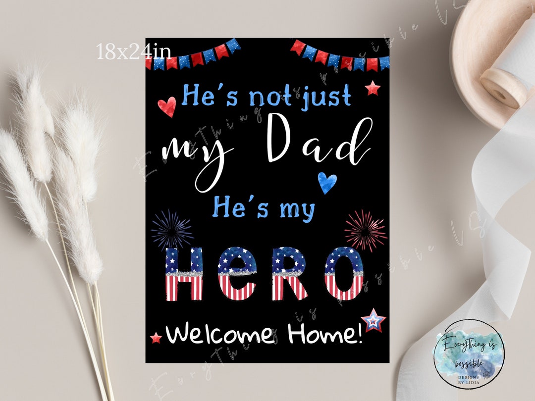 Printable Welcome Home Daddy Sign, Instant Download Deployment ...