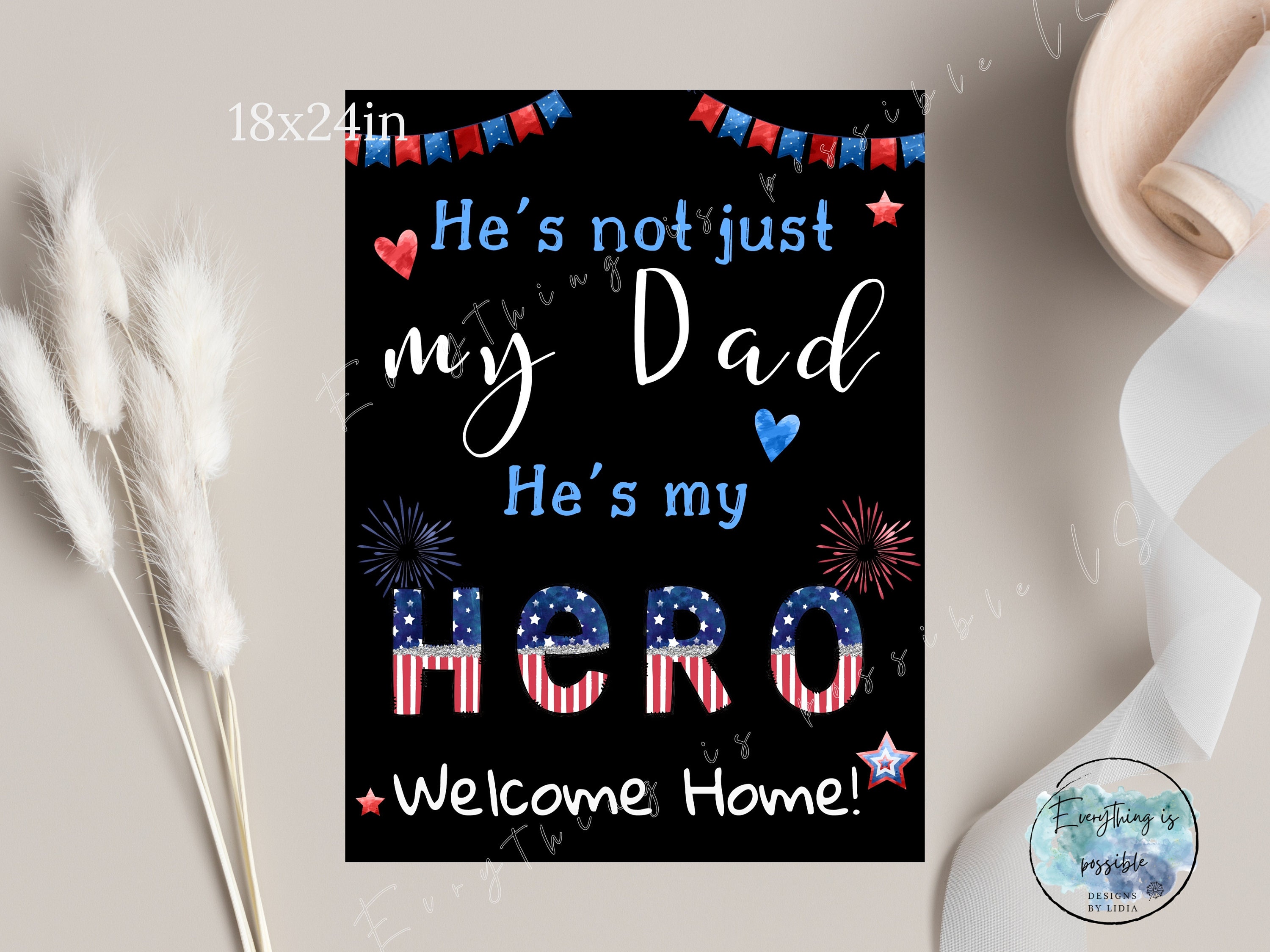 Printable Welcome Home Daddy Sign, Instant Download Deployment ...