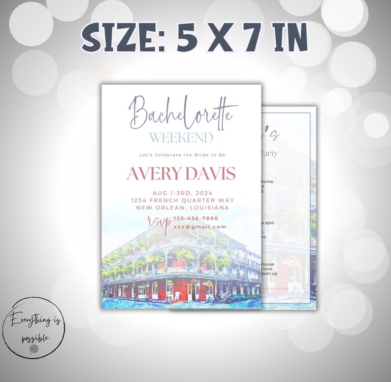 NOLA Bachelorette Invitation Template, Bachelorette Weekend Itinerary, New Orleans Bachelorette ...