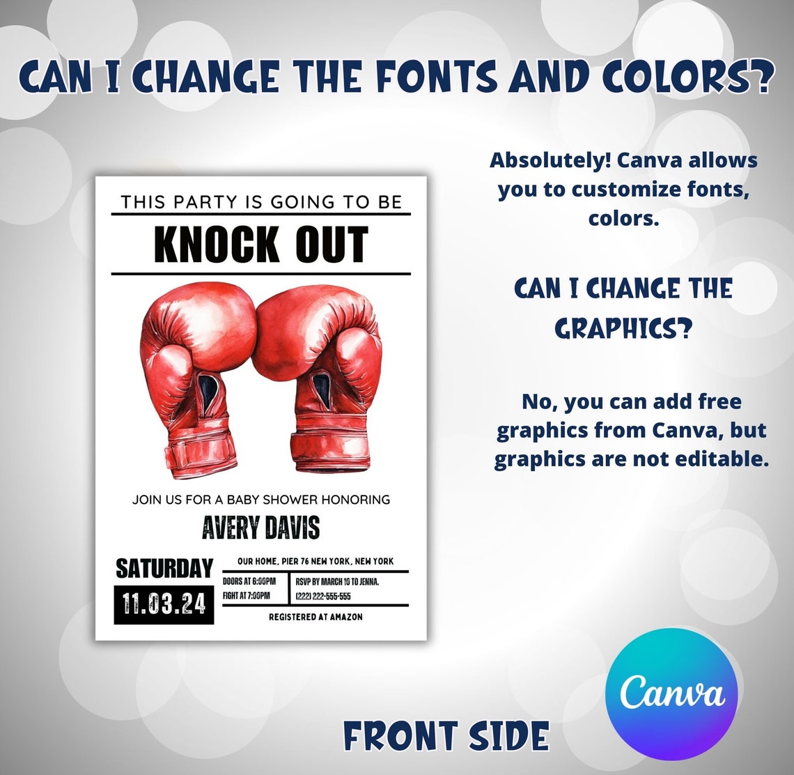 Boxing Baby Shower Invitation Template, Boxing Knockout Party Invite ...