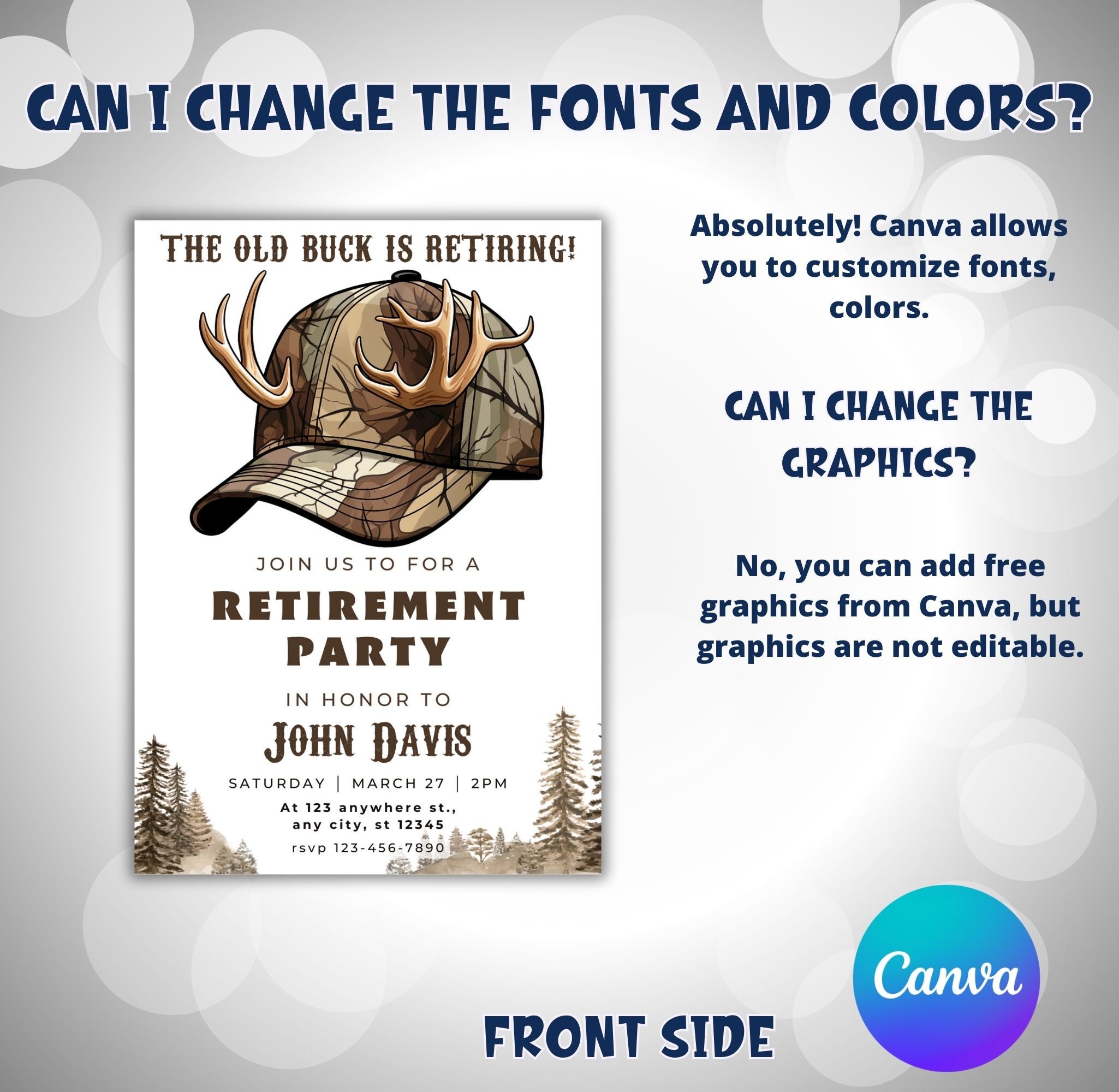 Editable Hunting Retirement Party Invitation: Deer Hunter (digital ...