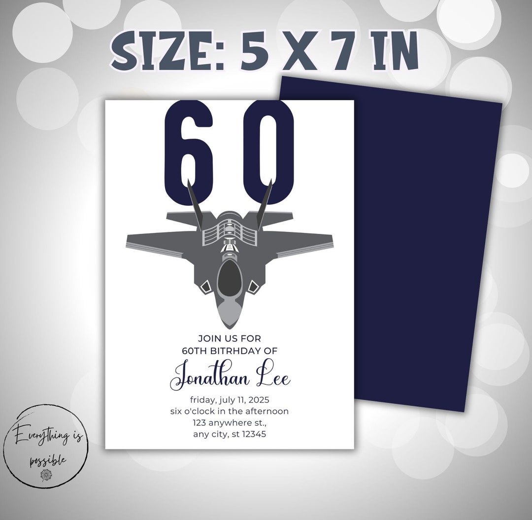 Air Force Birthday Invitation, Pilot Birthday Invitation, 60th, 50th ...
