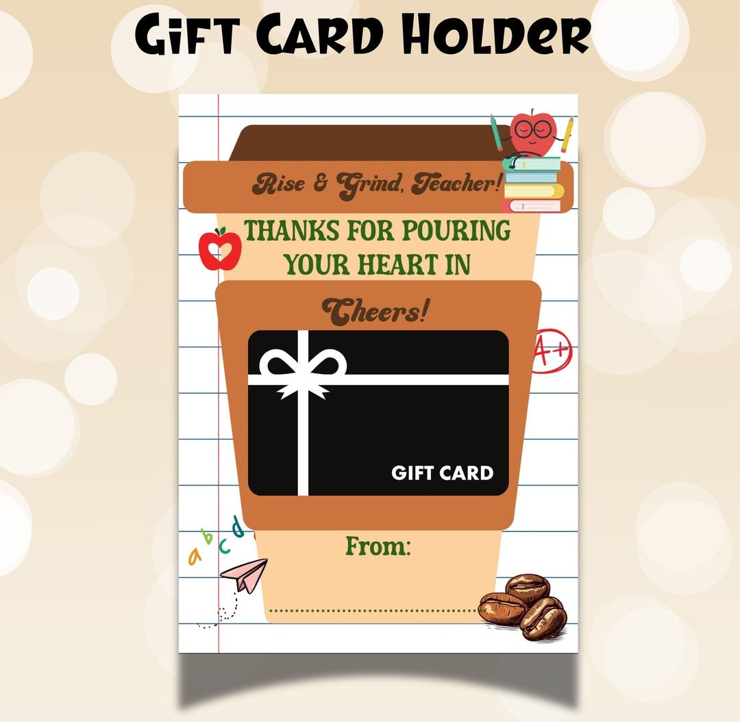 Teacher Coffee Gift Card Holder: Back to School Printable (digital ...