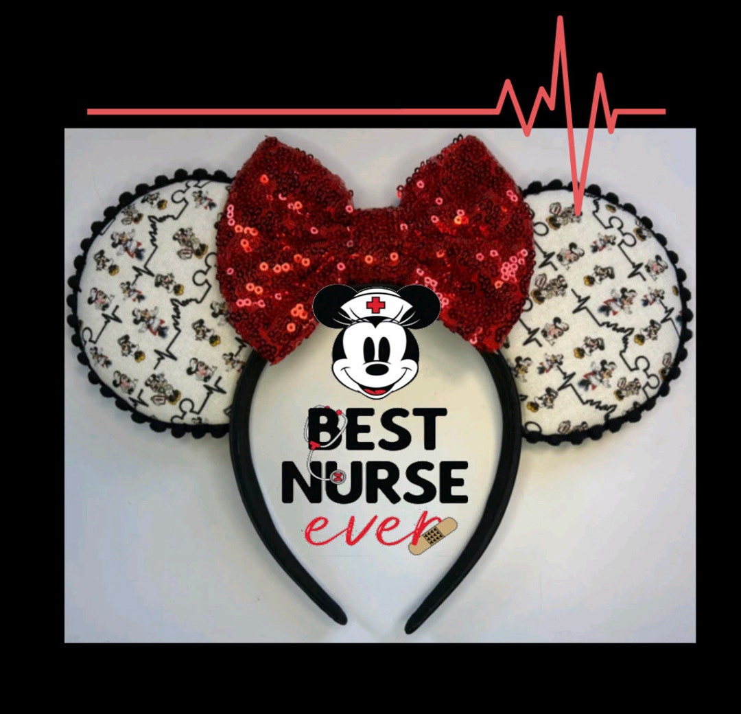 Minnie Mouse Nurse Inspired Mouse Ears/nurse/headband - Etsy
