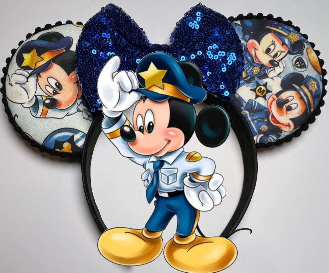 Mickey & Minnie Police/security/thin Blue Line Mouse Ears - Etsy