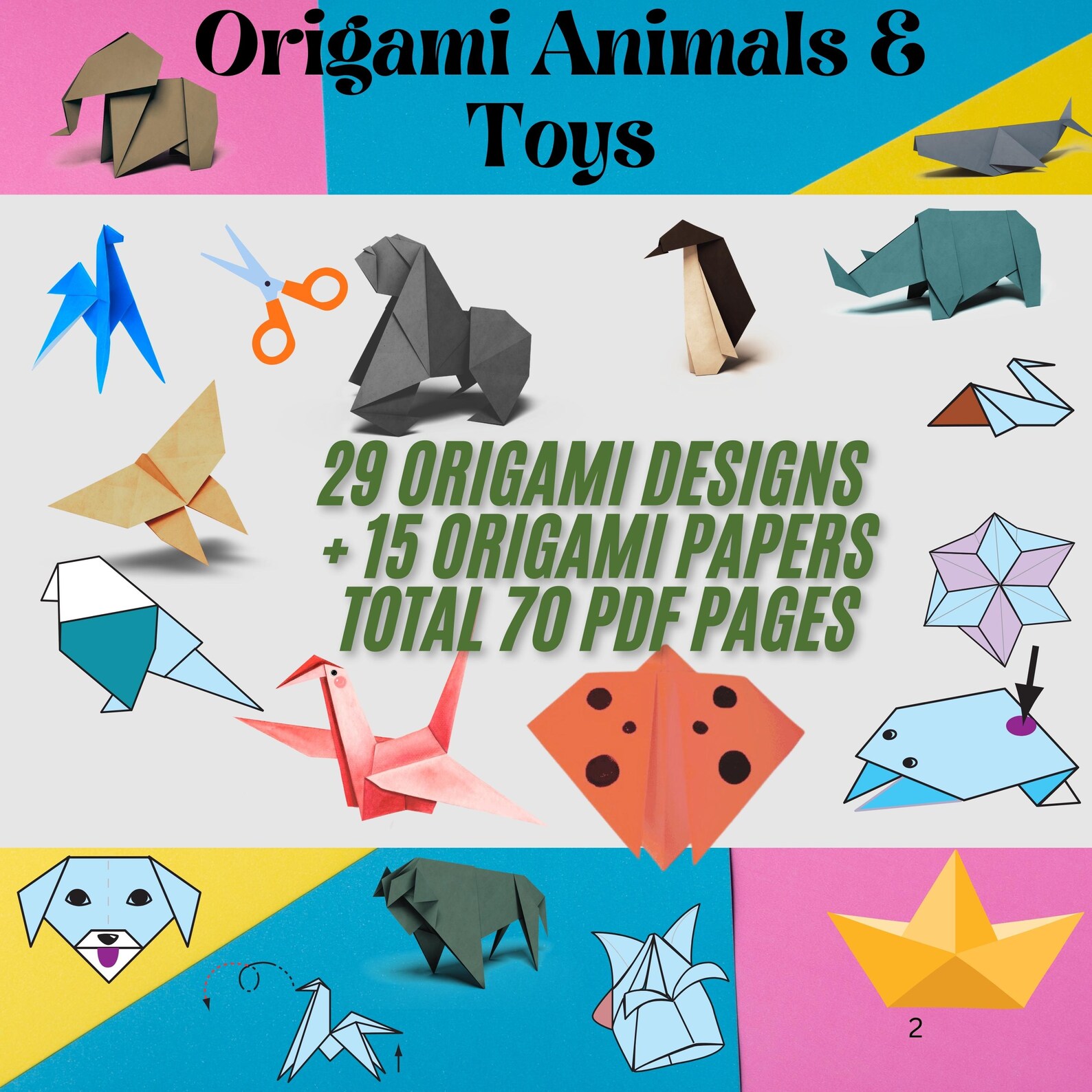Origami Printables Digital Download Paper Folding Templates Instant Origami Printables Digital Download Paper Folding Templates Instant