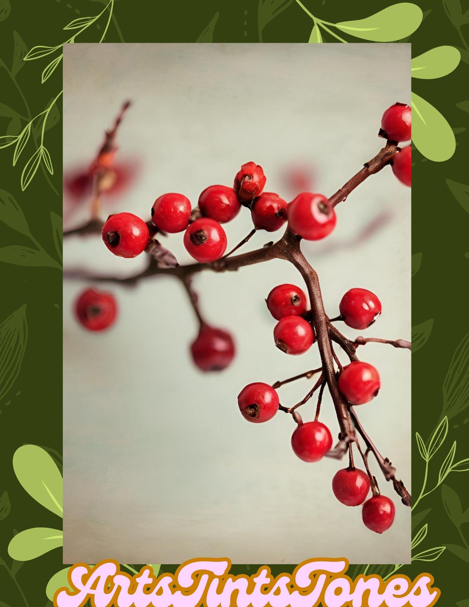 Vintage Winter Berry Branch Art Print Country Farmhouse Holiday Wall ...