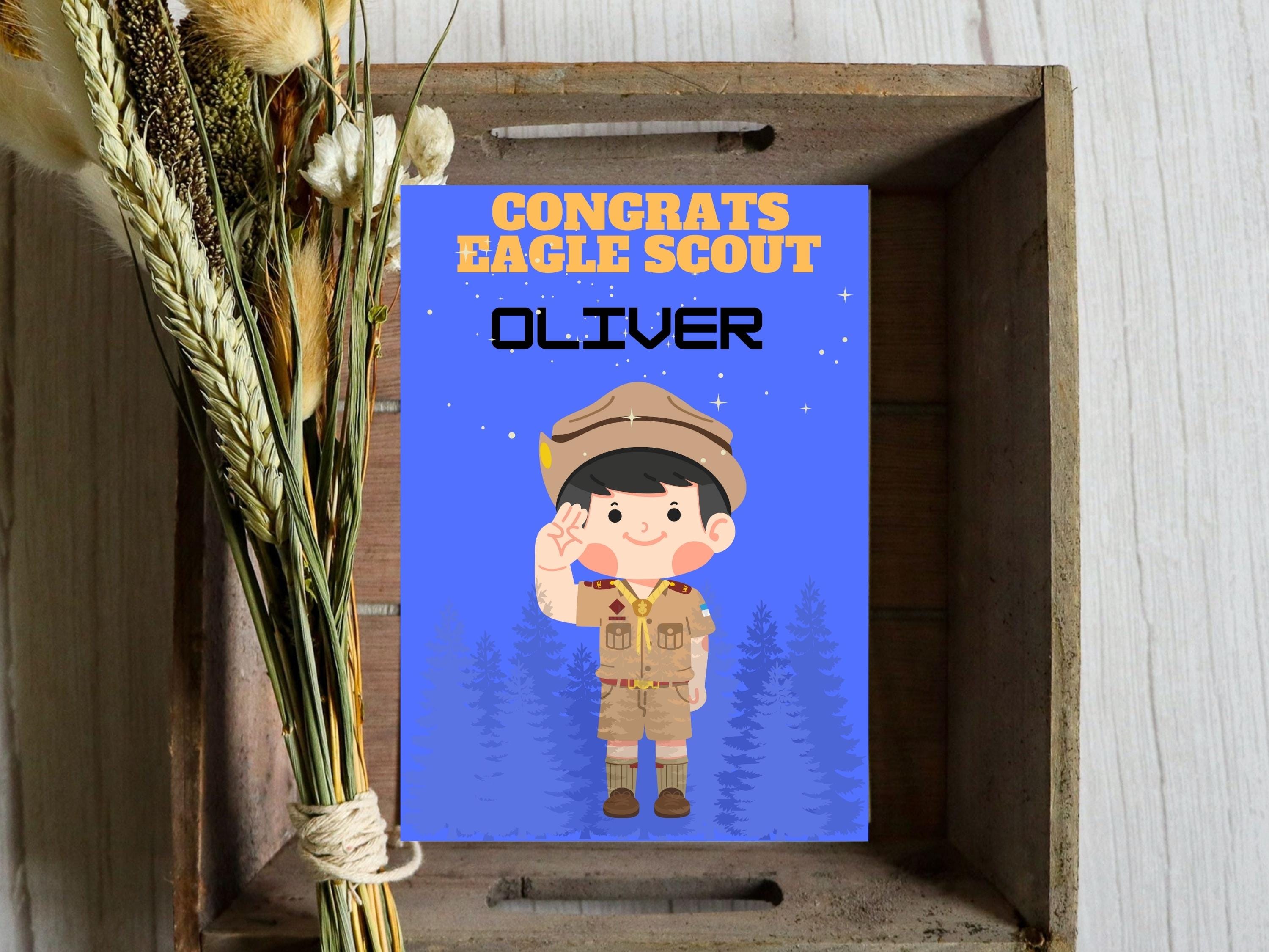 Congratulations Eagle Scout, Personalized Eagle Scout Card, Custom Boy Girl Scouts Achievement ...