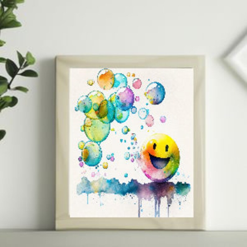 Smiley Face Water Color Art | Wall Decor | Art Print | 5 Sizes ...