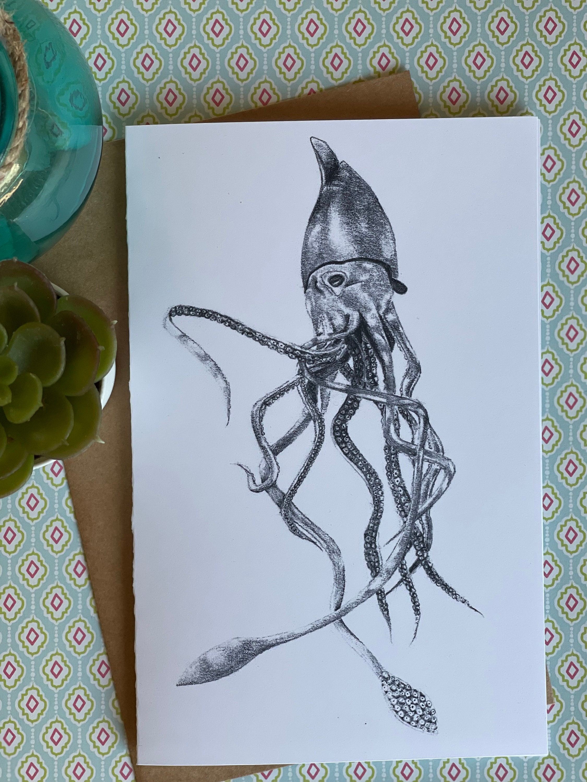Realistic Squid Drawing