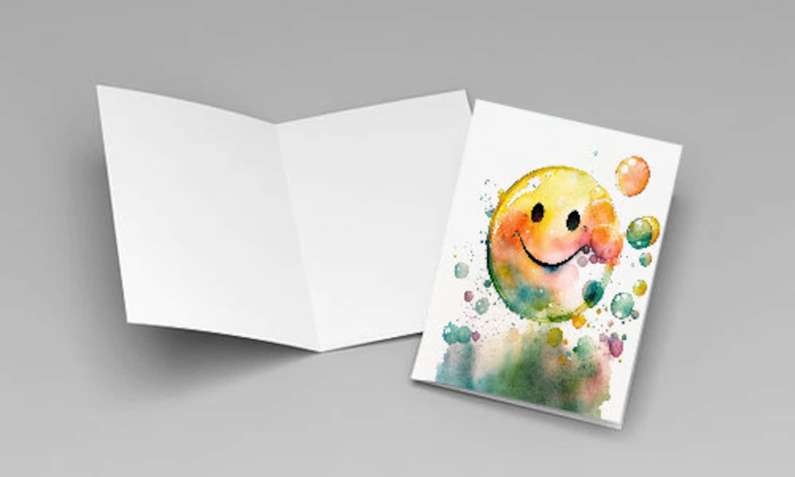 Smiley Face Greeting Cards, Handcrafted Card, Happy Face, Heartfelt ...