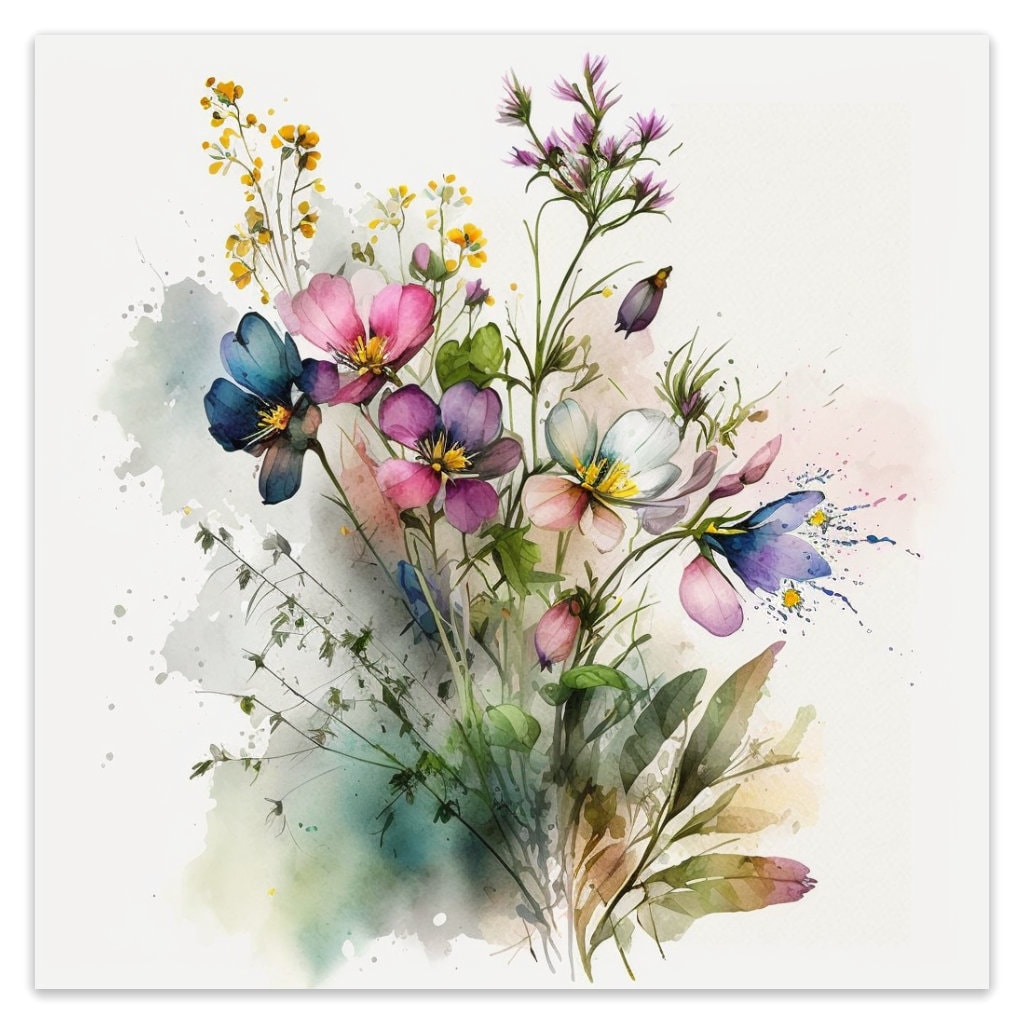 Wild Flowers Watercolor| Spring Flowers | Downloads|print at Home| 14 X ...