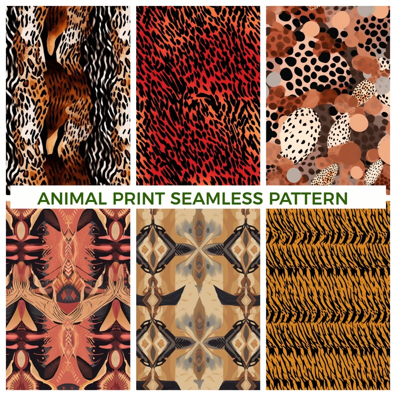 12 Classic Animal Print Digital Paper Seamless Animal Skin Patterns ...