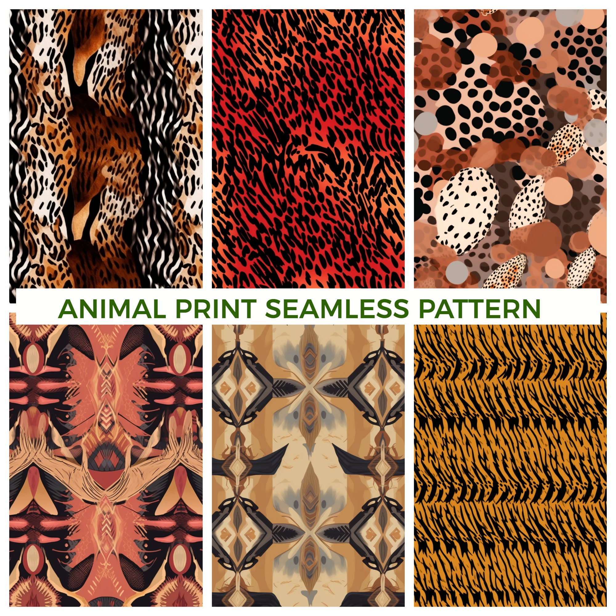 12 Classic Animal Print Digital Paper Seamless Animal Skin Patterns ...