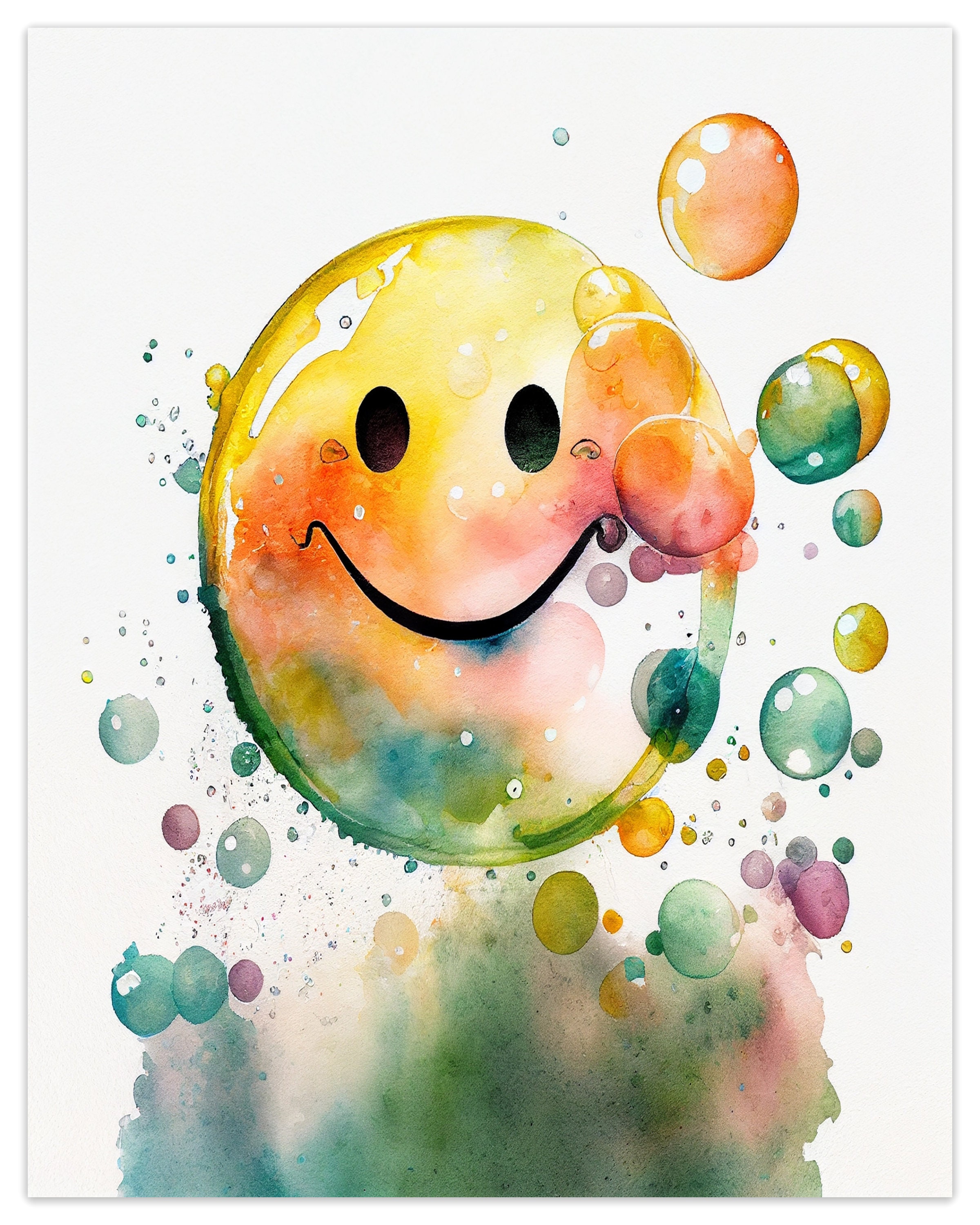 Smiley Face Water Color Art | Wall Decor | Art Print | PRINTABLE ...