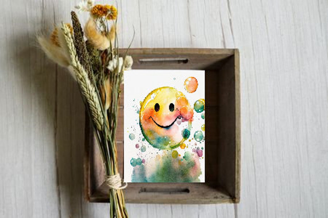 Smiley Face Greeting Cards, Handcrafted Card, Happy Face, Heartfelt ...