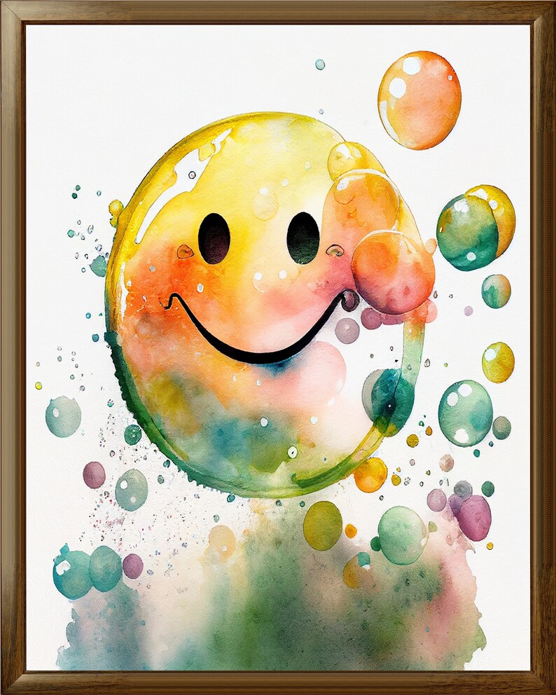 Smiley Face Water Color Art | Wall Decor | Art Print | PRINTABLE ...