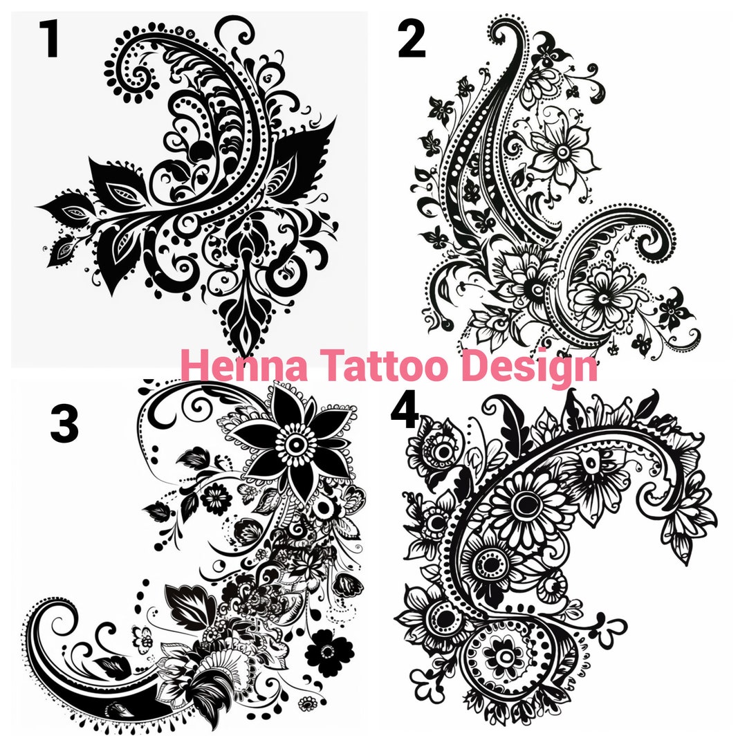 8 Unique Henna Tattoo Designs, Mehndi Designs in Black - Clipart ...