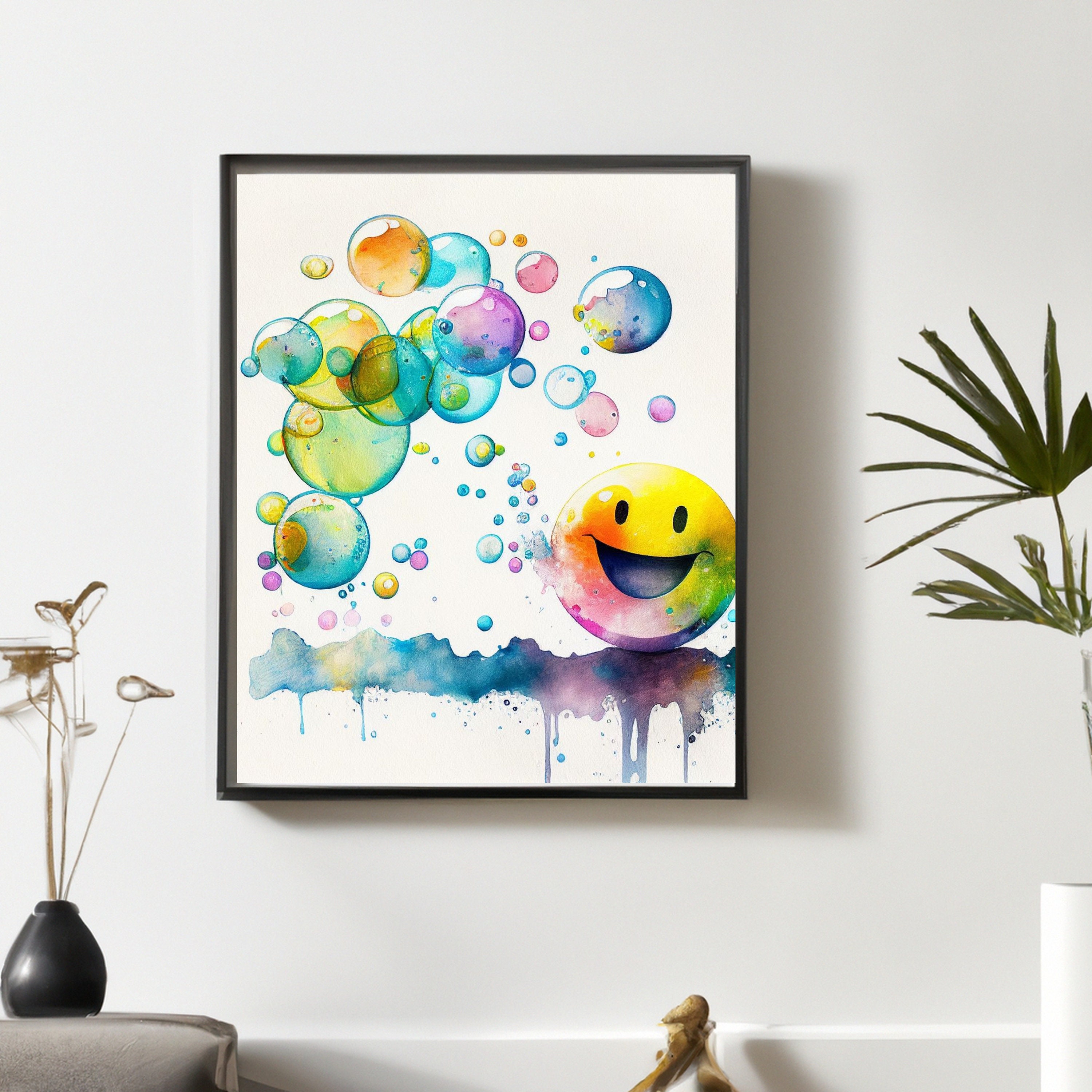 Smiley Face Water Color Art | Wall Decor | Art Print | 5 Sizes ...