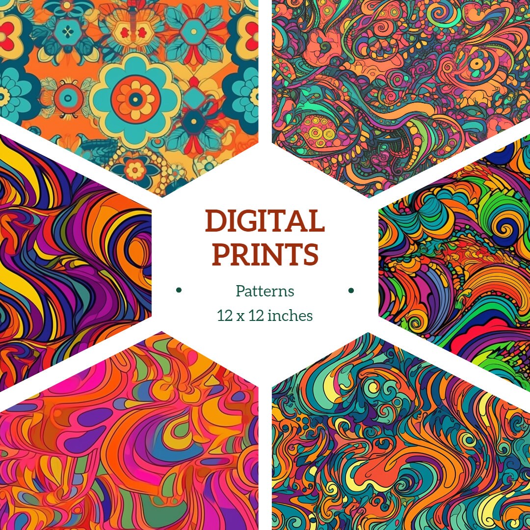 Pattern of Color Psychedelic - Pattern Bundle - Digital Psychedelic ...