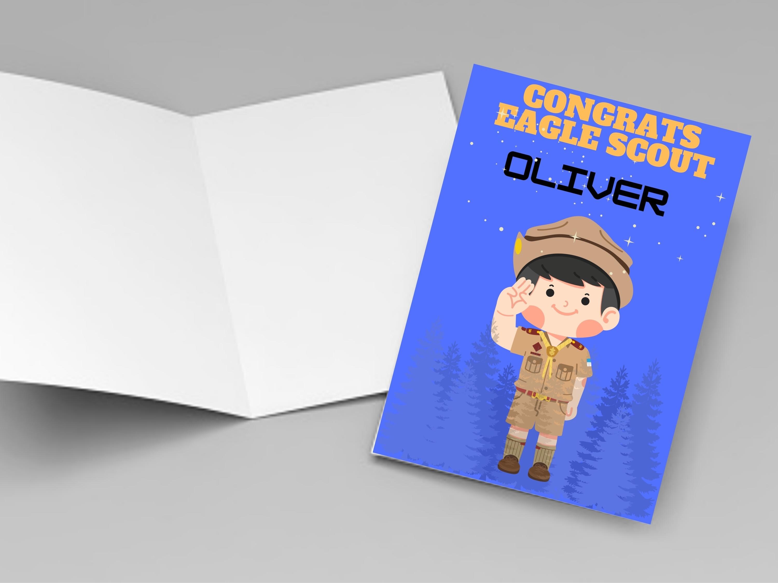 Congratulations Eagle Scout, Personalized Eagle Scout Card, Custom Boy Girl Scouts Achievement ...