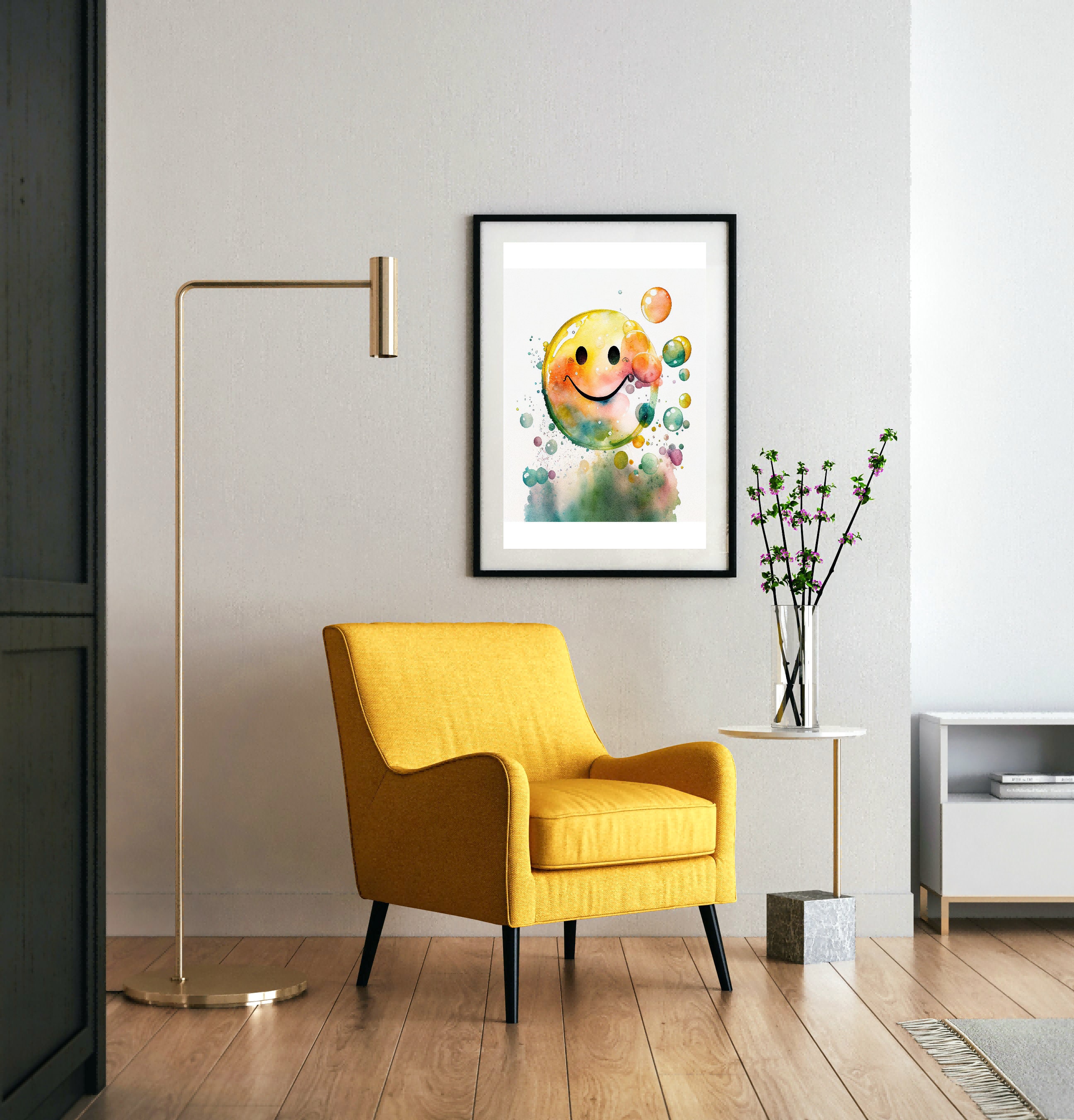 Smiley Face Water Color Art | Wall Decor | Art Print | PRINTABLE ...