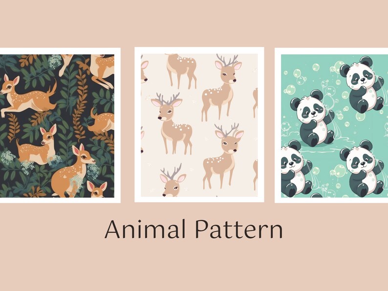 8 Cute Safari Animals Seamless Patterns High-res JPG Files for Print on ...
