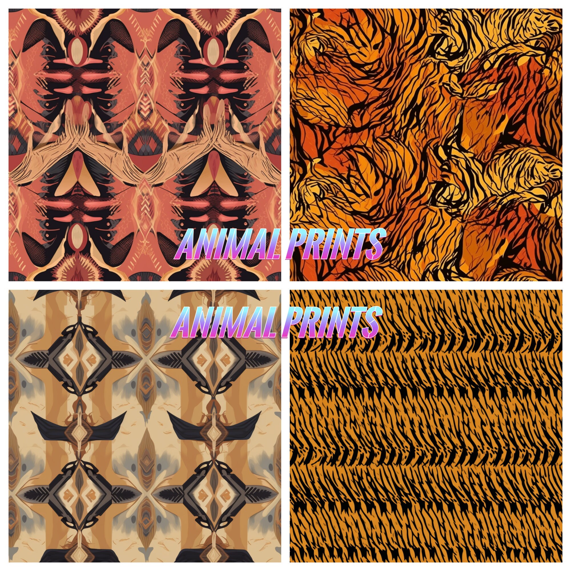 12 Classic Animal Print Digital Paper Seamless Animal Skin Patterns ...