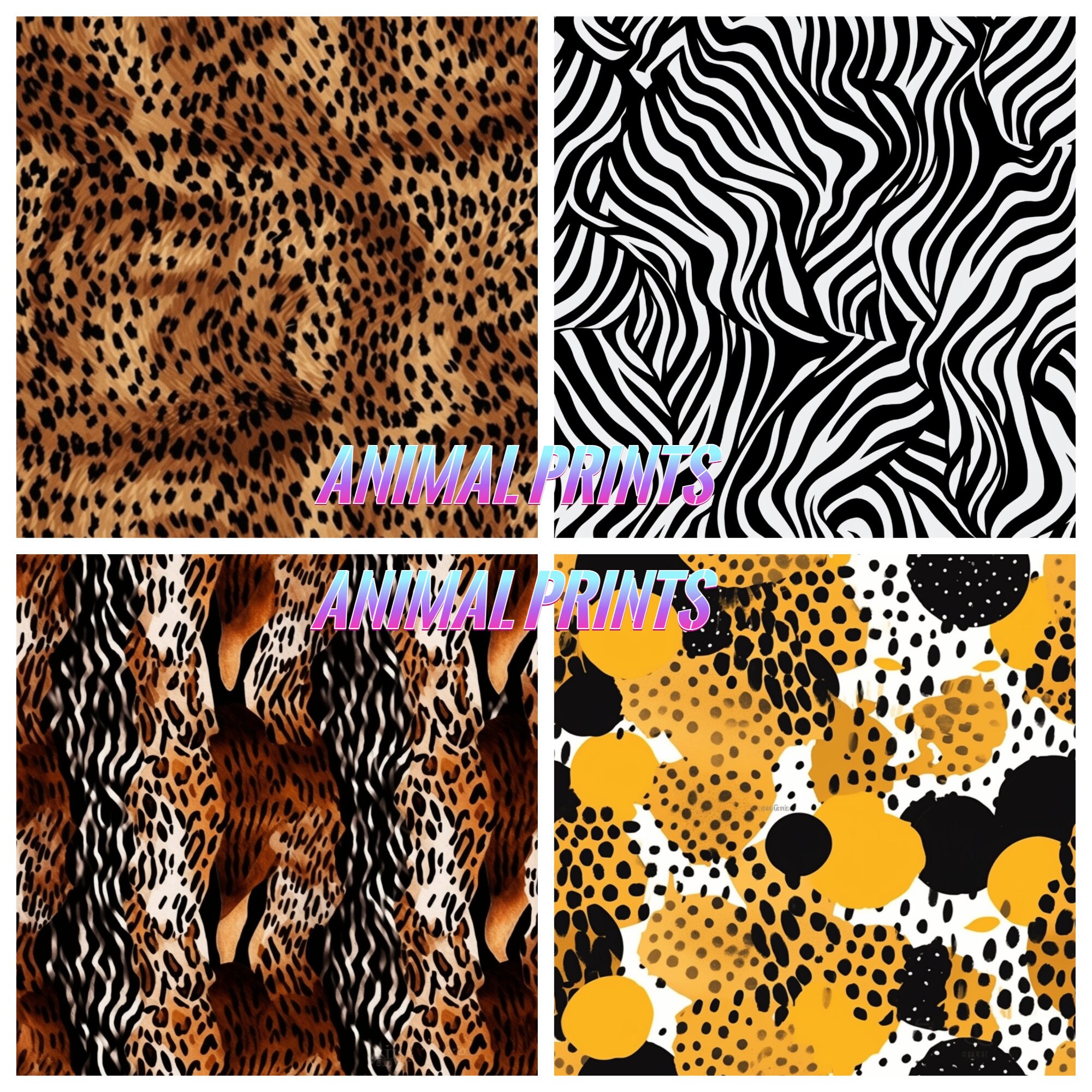 12 Classic Animal Print Digital Paper Seamless Animal Skin Patterns ...