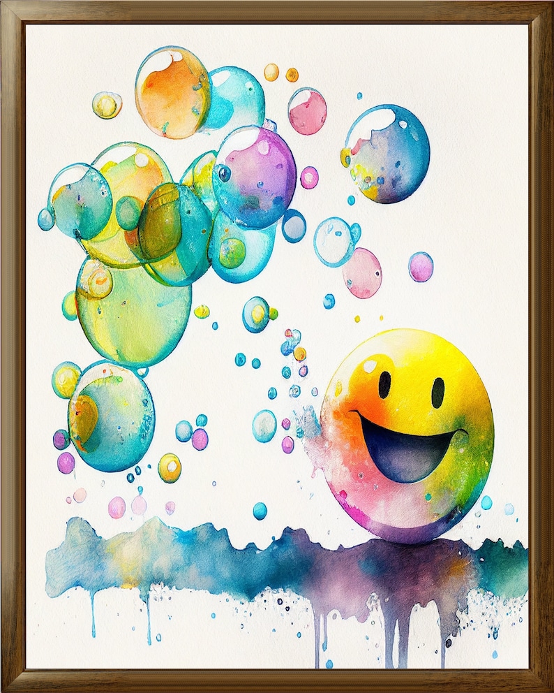 Smiley Face Water Color Art | Wall Decor | Art Print | 5 Sizes ...