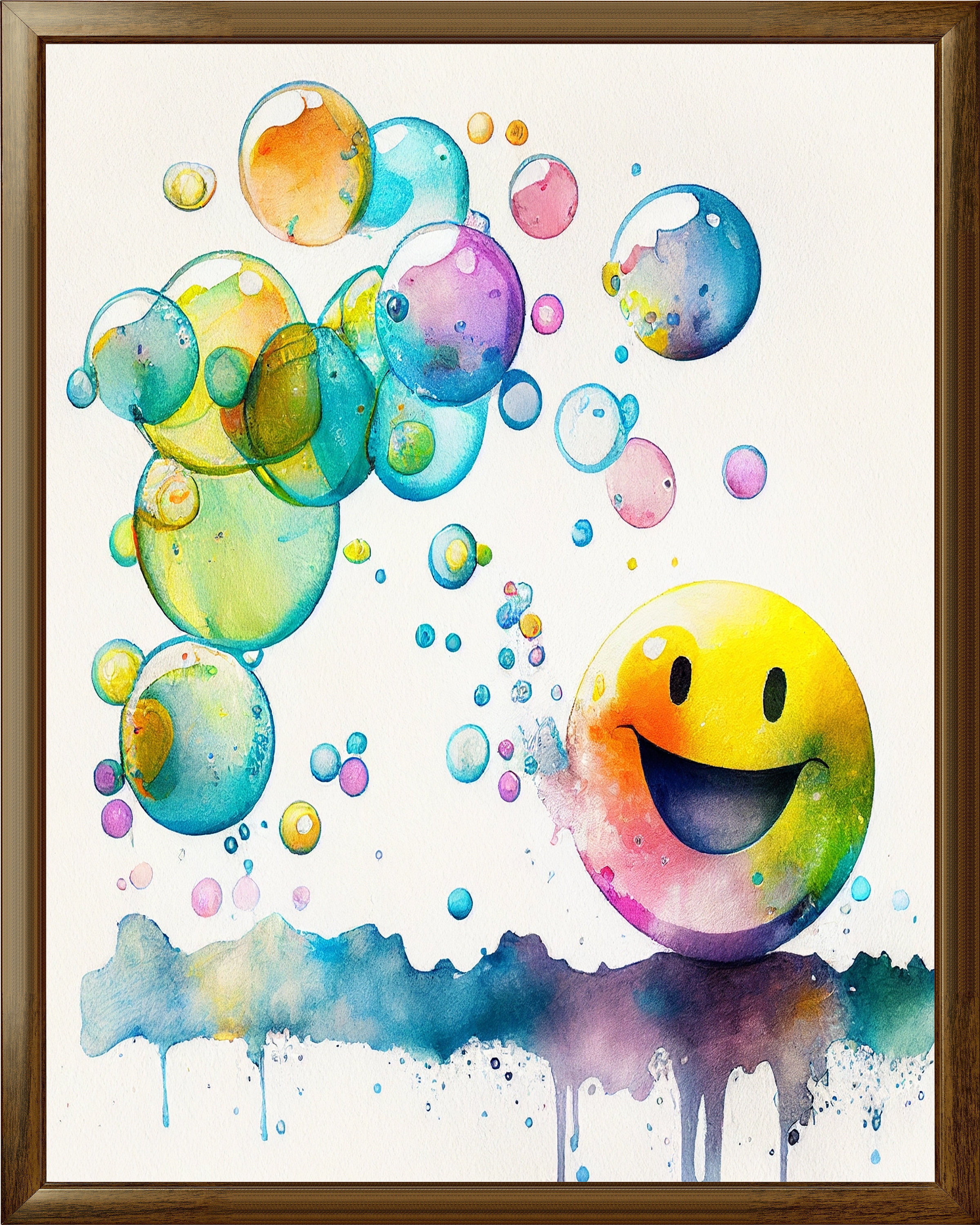 Smiley Face Water Color Art | Wall Decor | Art Print | 5 Sizes ...