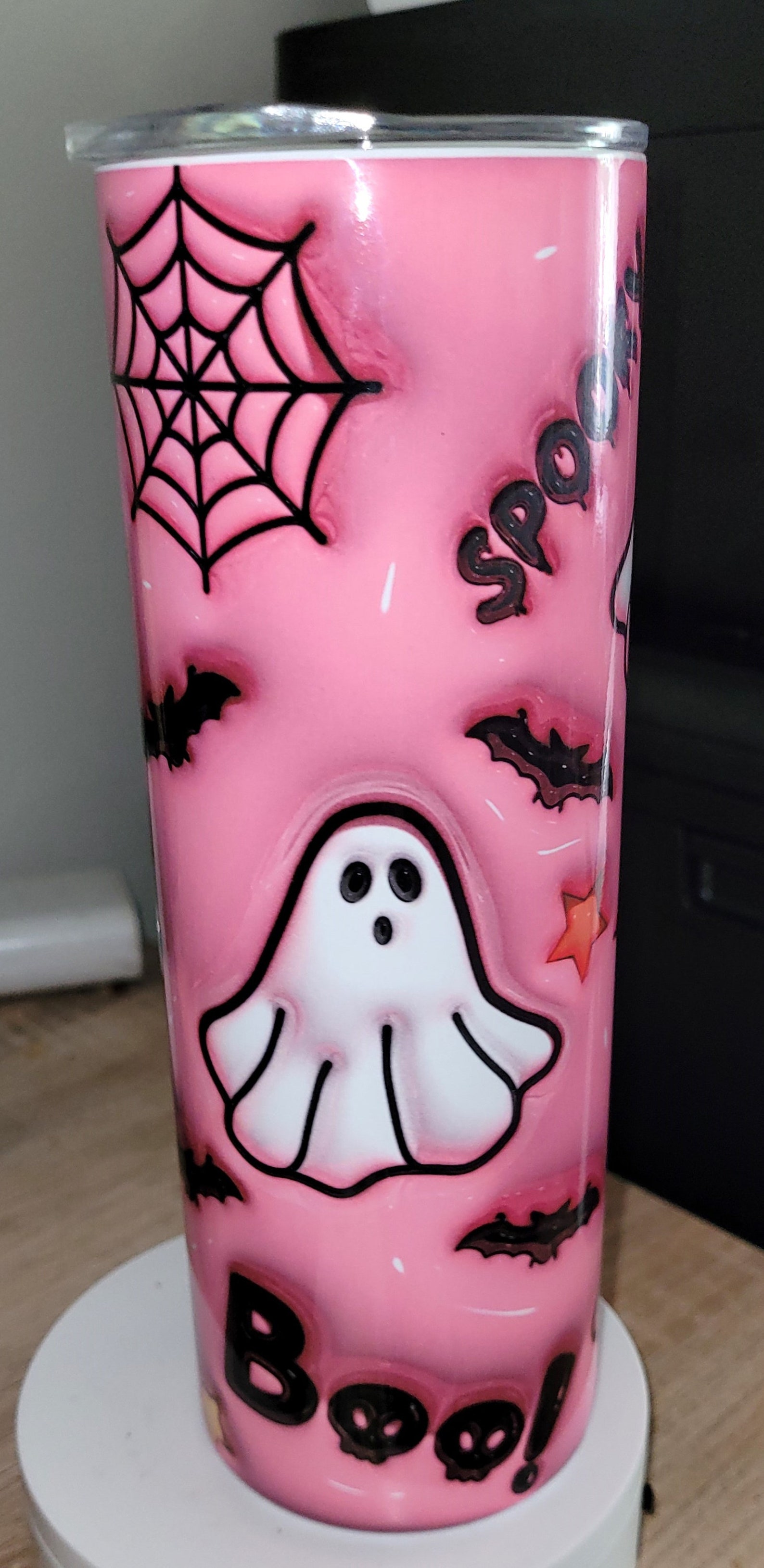 3D Spooky Boo Vibes Inflated Tumbler Wrap Halloween Boo Tumbler for Hot ...