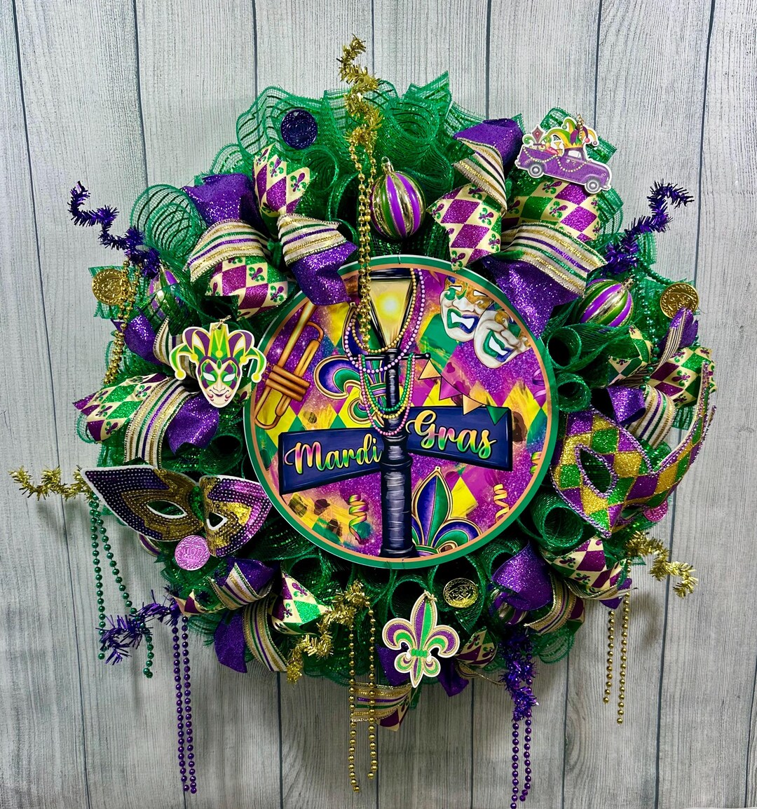 Mardi Gras Light Pole Wreath - Etsy