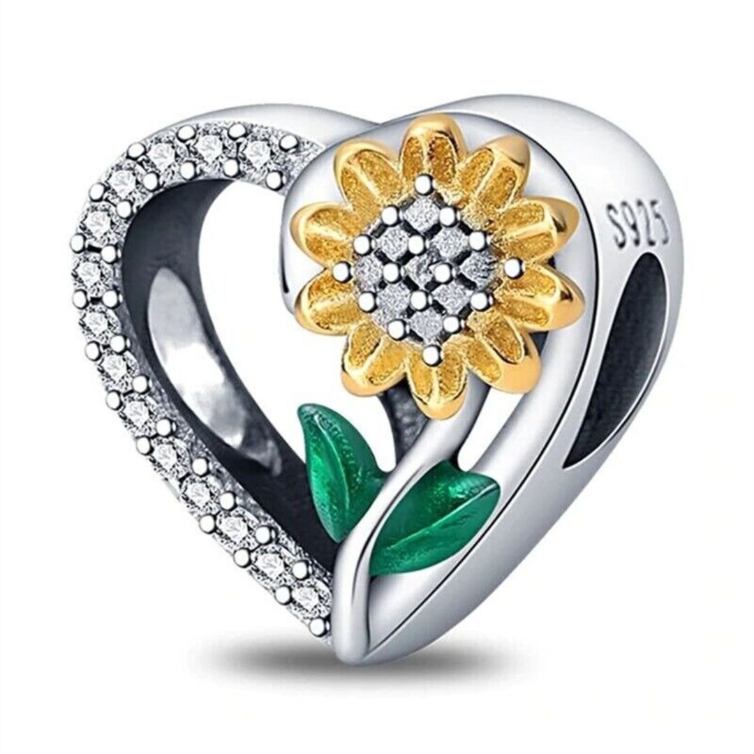 New Family Sunflower Heart Charm for Pandora Bracelet Charm - Etsy UK