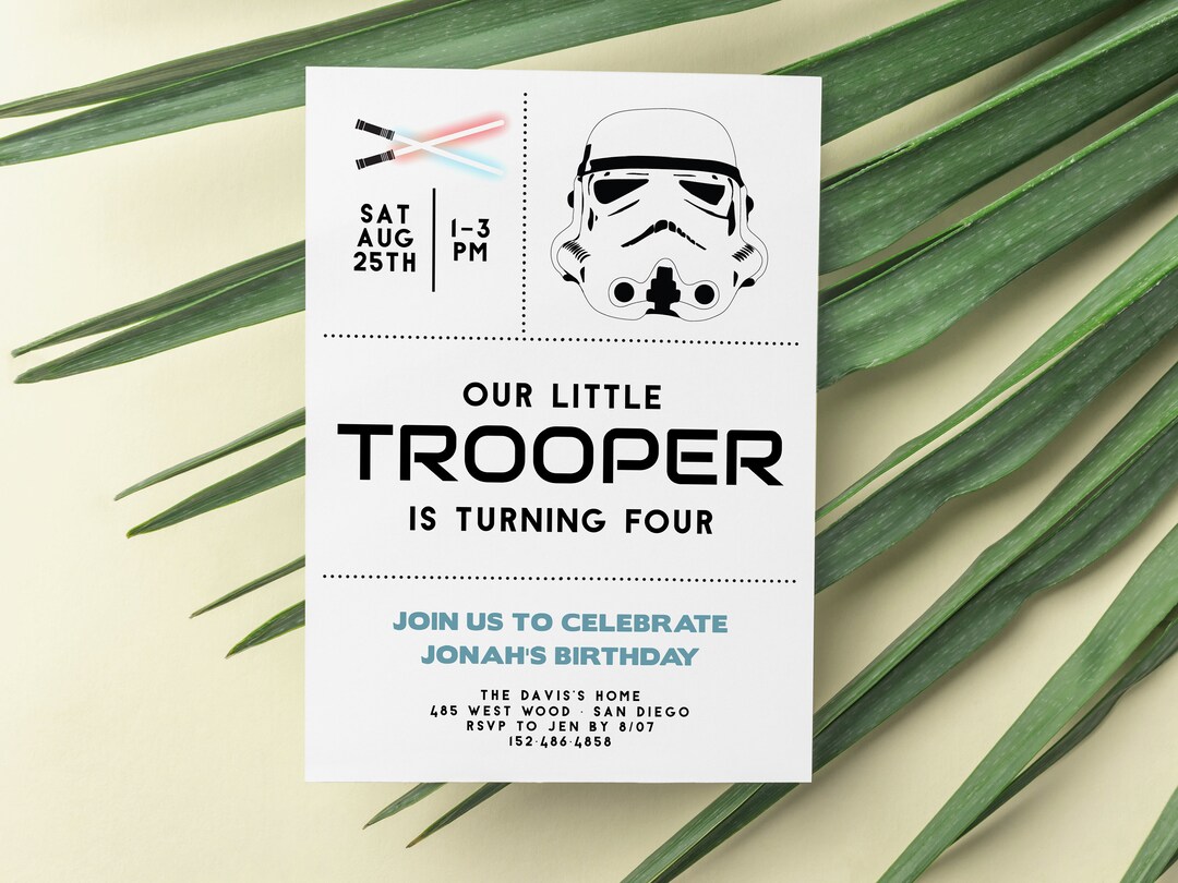 Customizable Storm Trooper Star Wars Birthday Party Invitation, for ...