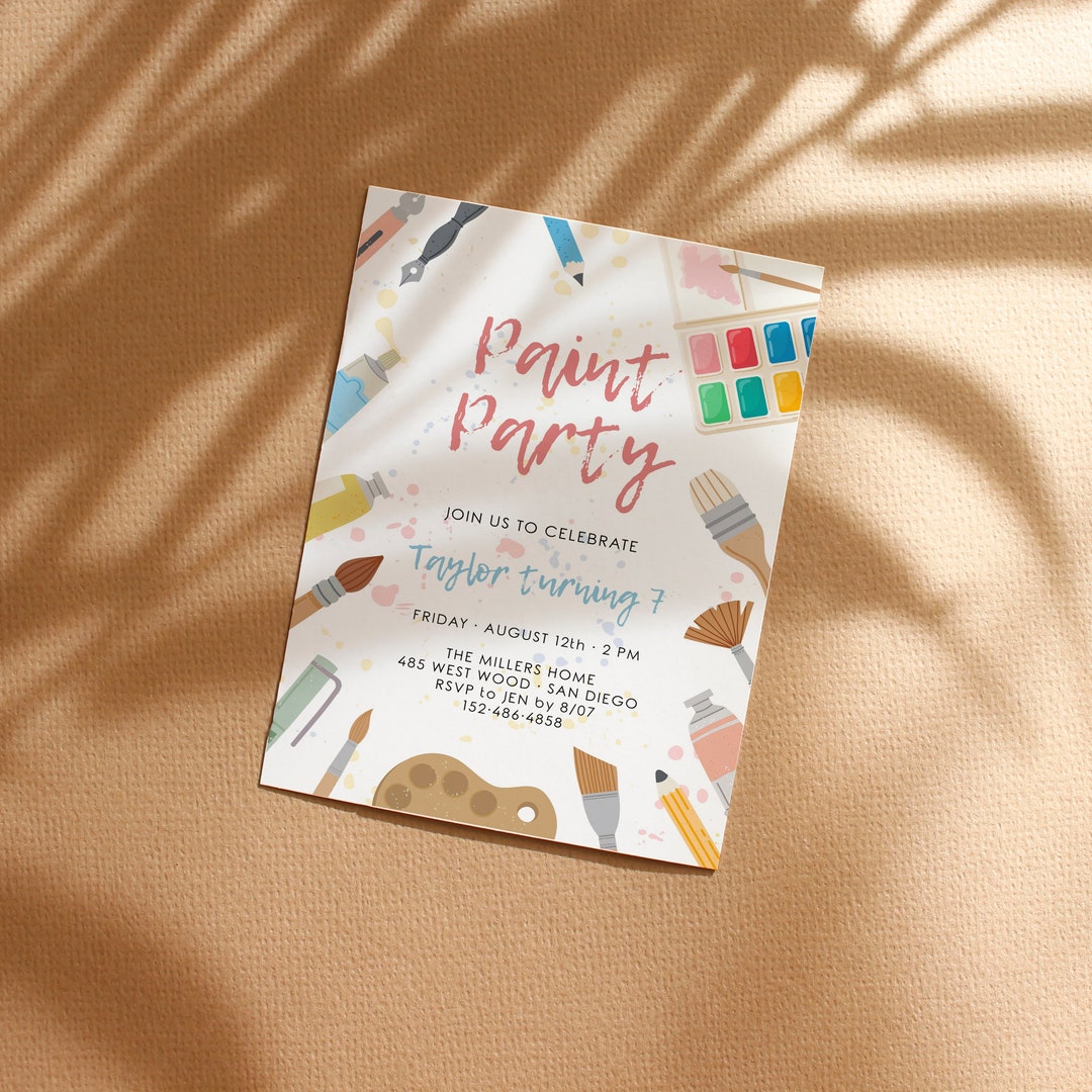 Customizable Paint Party Birthday Party Invitation, for Kids Birthday ...