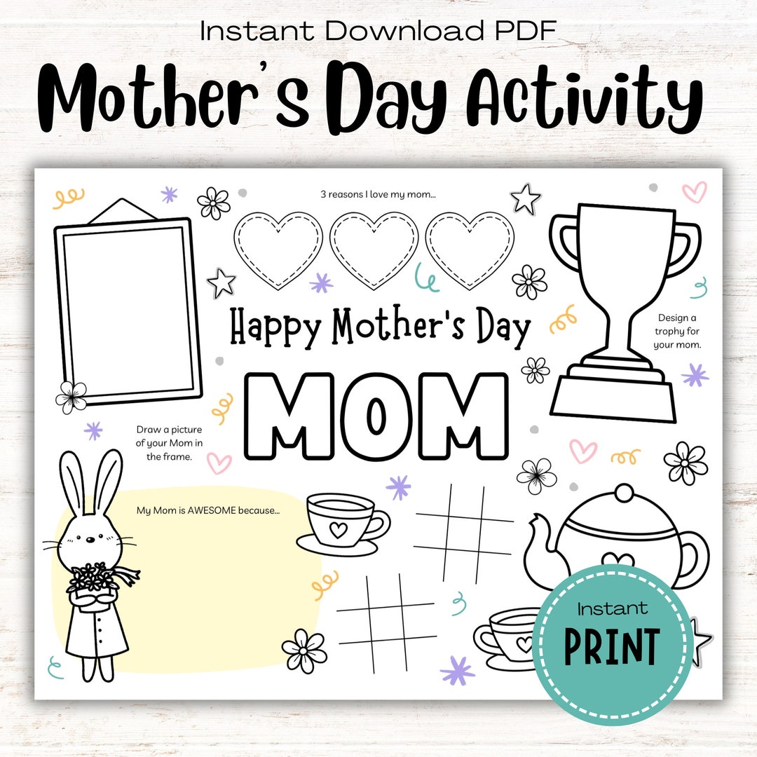 Mothers Day Coloring Gift From Kids, All About Mom Mothers Day ...