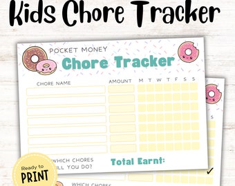 Kids Pocket Money Chart Chore Allowance Tracker Printable PDF - Etsy