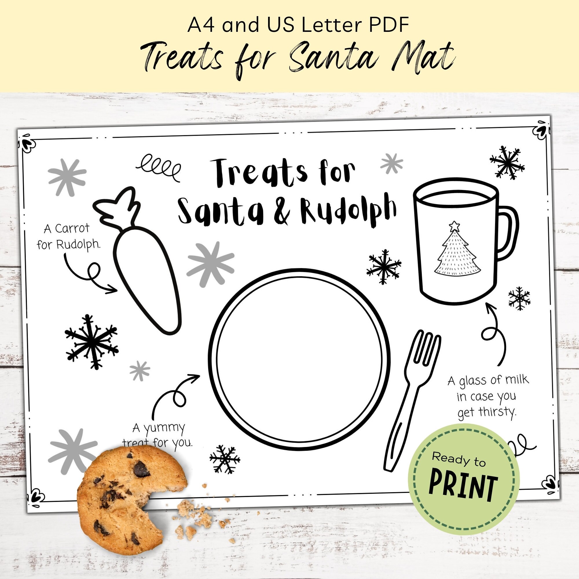 Santa Plate Treats for Santa Printable Santa Mat Kids Placemat Activity ...