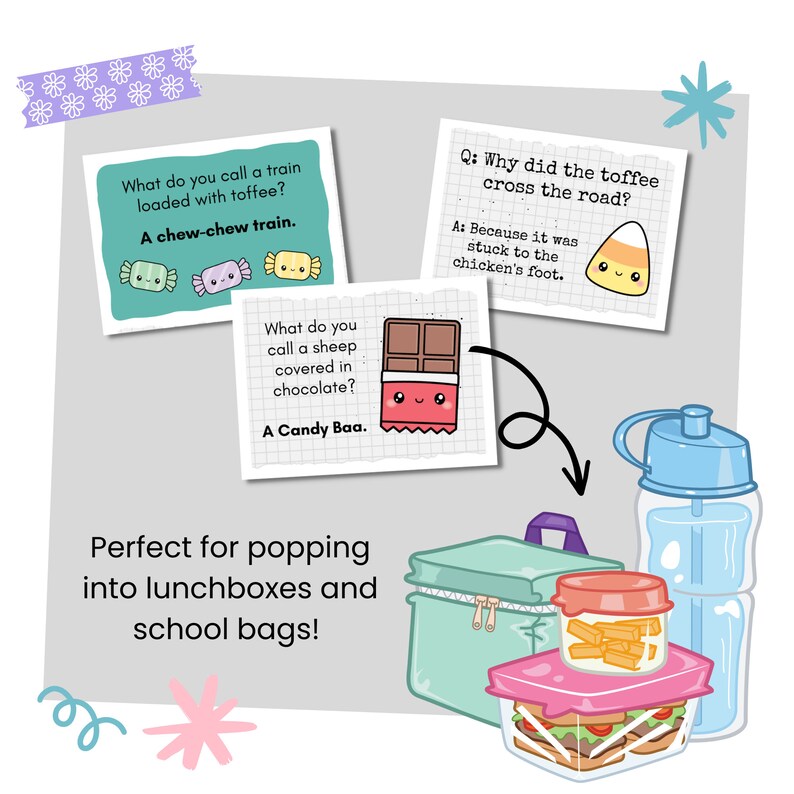 Printable Lunchbox Jokes for Kids, Dessert Themed Family Joke Cards ...