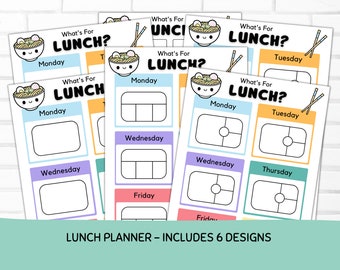 School Lunch Meal Planner Kids Lunchbox Printable (Instant Download) - Etsy