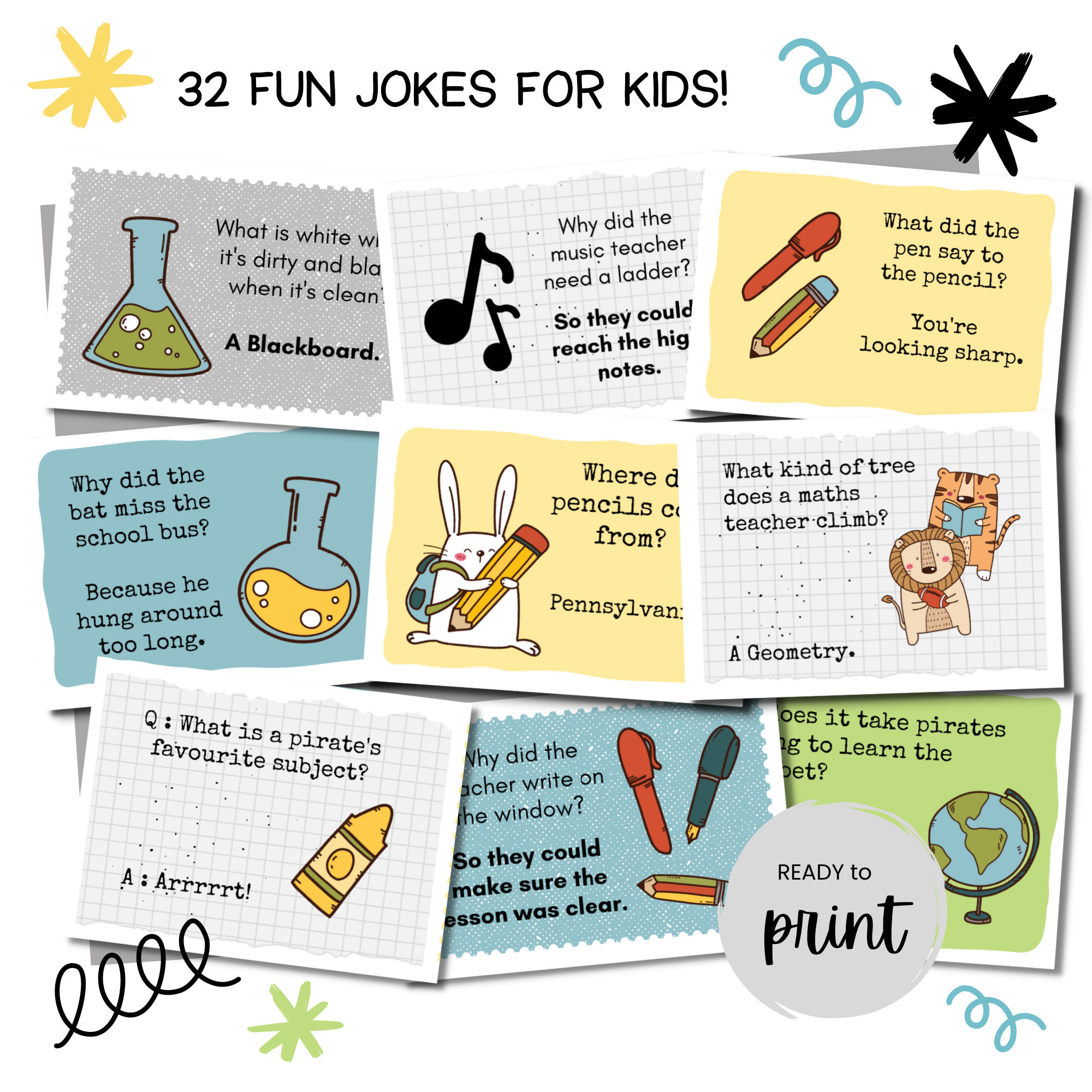 Printable Lunchbox Joke Cards for Kids, School Jokes, Kids Lunch Notes ...